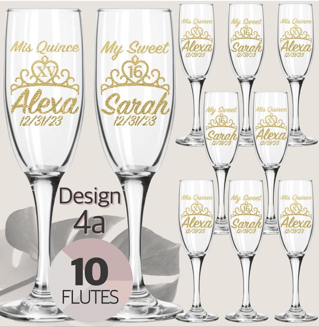 10 Copas Personalizadas Quinceañera, Chambelán, Sweet 16 Champagne ...
