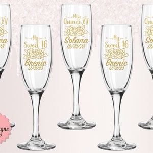 Copas Quinceañera Sweet 16 Para Brindis Personalized Champagne Glass ...