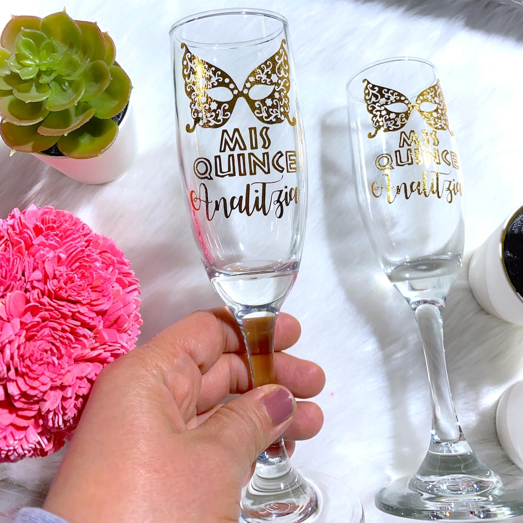 Copas Quinceanera Personalizadas ~ Personalized Sweet 16 Champagne ...