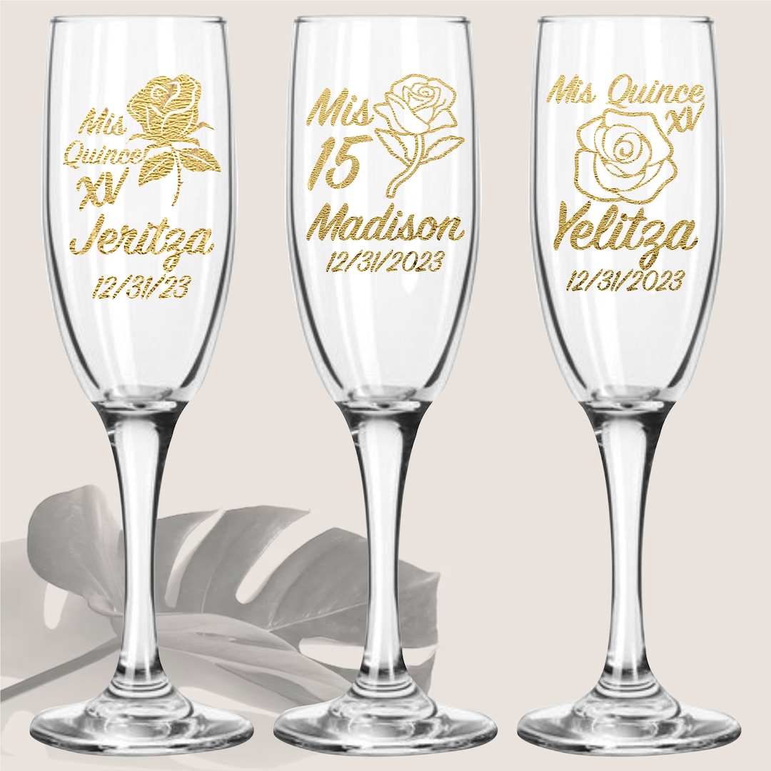 Copas Quinceanera Personalizadas ~ Personalized Sweet 16 Champagne ...