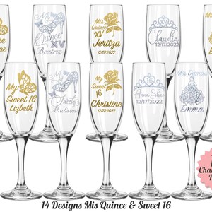Copas Quinceañera O Sweet 16 Para Brindis Personalized - Etsy