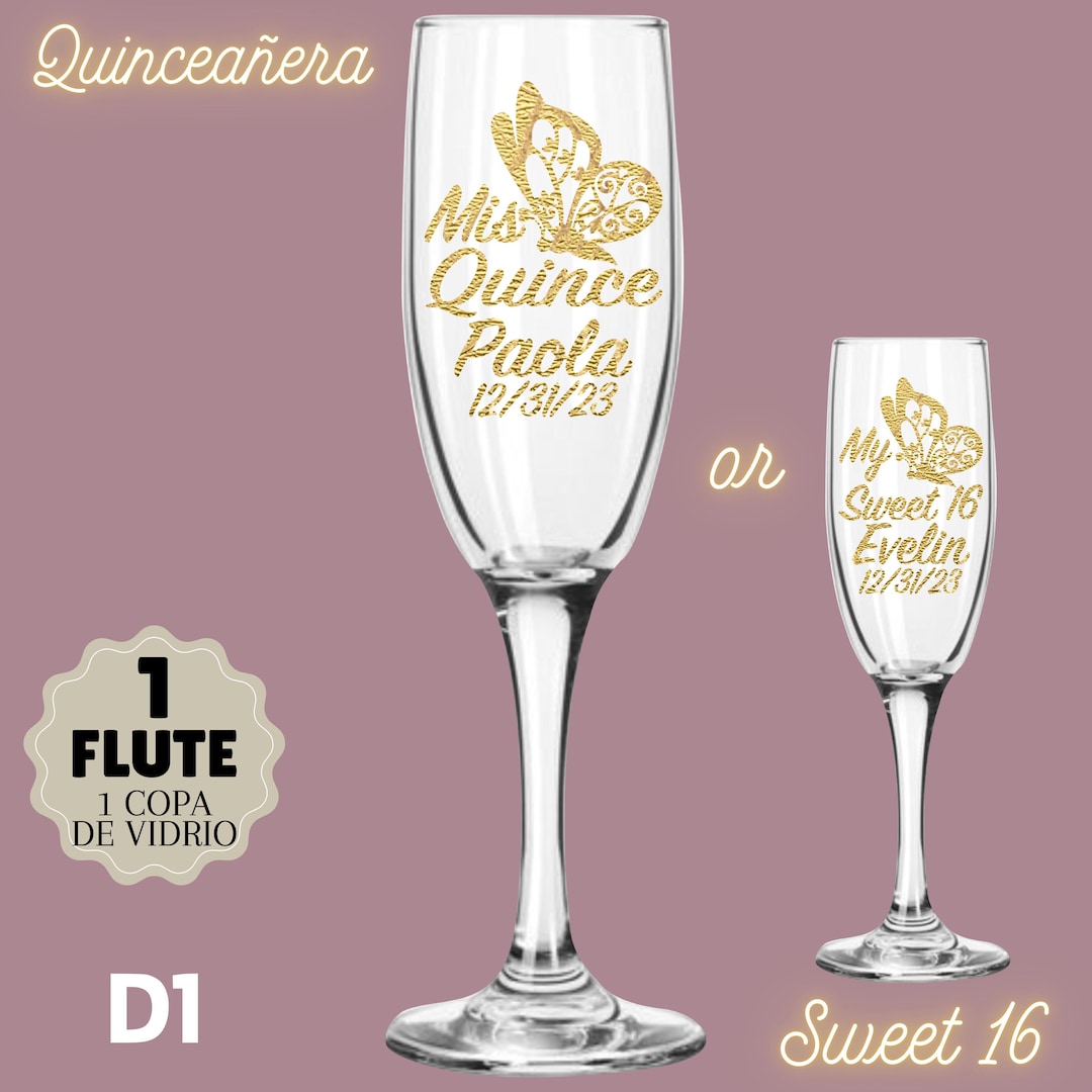Copa De Vidrio Personalizada Para Quinceañera O Sweet 16! Personalized ...