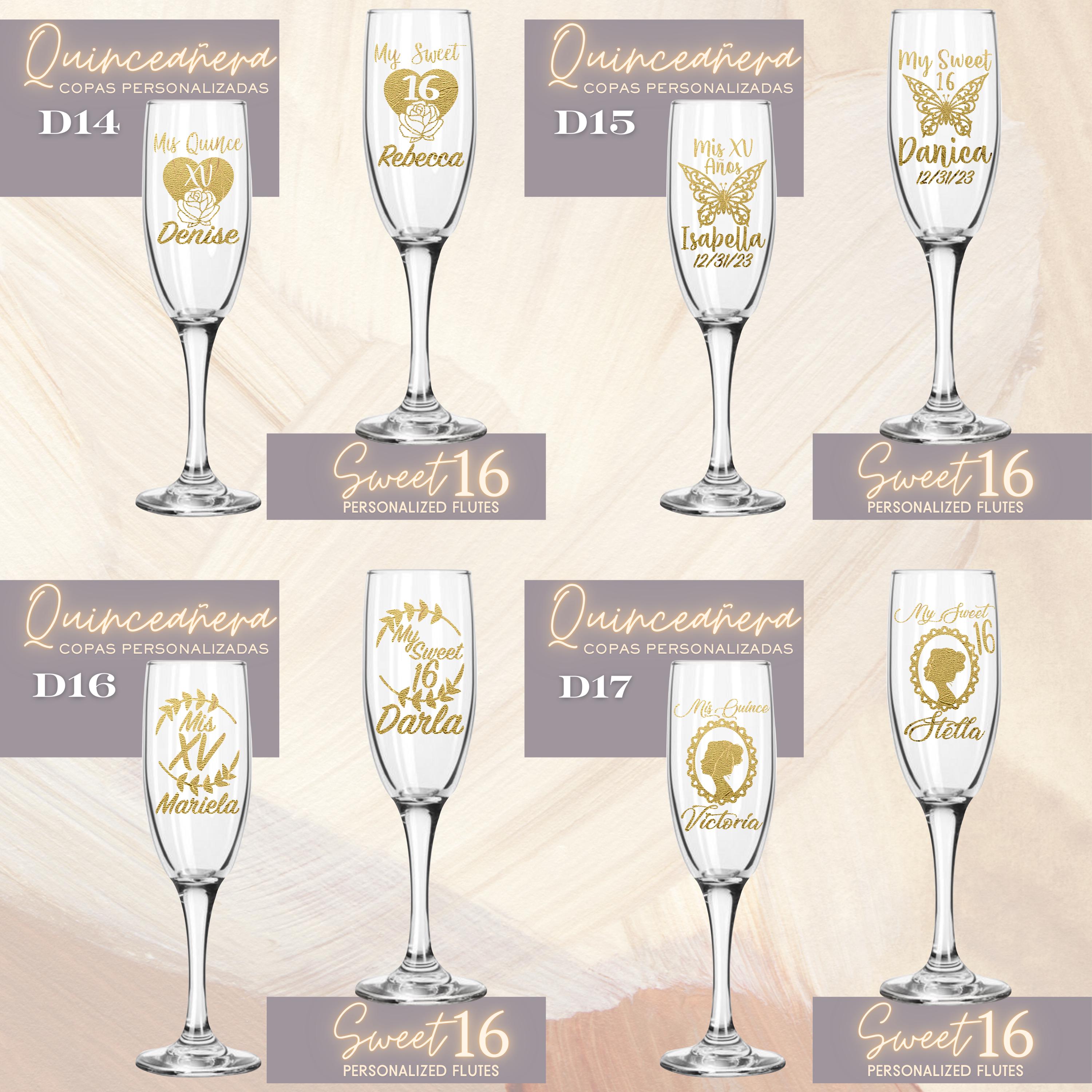 Copa De Vidrio Personalizada Quinceañera, Sweet 16 O Chambelan ...