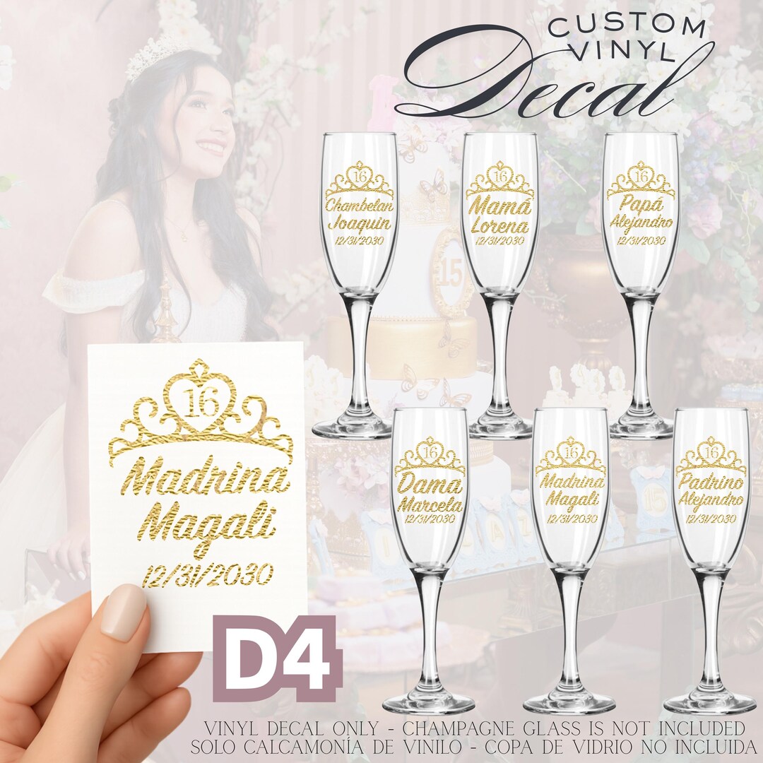 Personalized Vinyl Decals Madrina, Padrino, Chambelan and All the Court ...