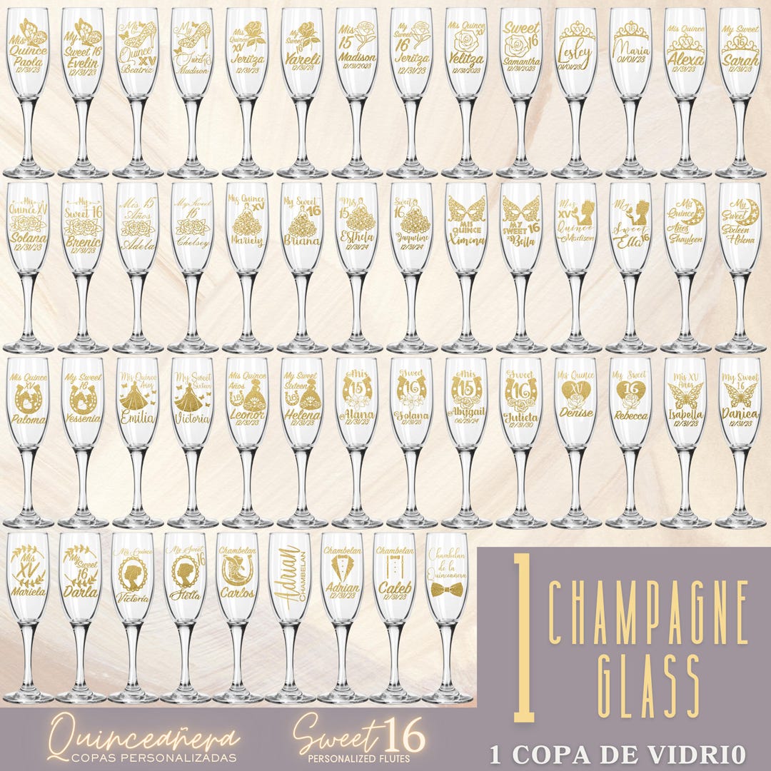 Copa De Vidrio Personalizada Para Quinceañera O Sweet 16! Personalized ...