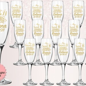 Copas Quinceañera O Sweet 16 Para Brindis Personalized - Etsy