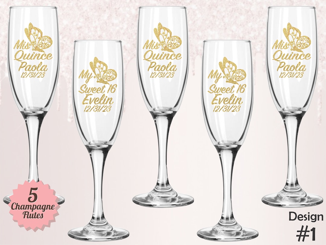 Copas Quinceañera Sweet 16 Para Brindis Personalized Champagne Glass ...