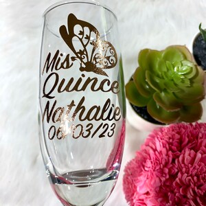 Copa De Vidrio Personalizada Para Quinceañera O Sweet 16 Personalized ...