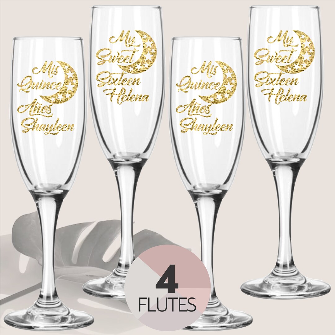 Quinceñera Copas – Mis Quince Champagne Wine XV Glasses – Sweet 16 ...