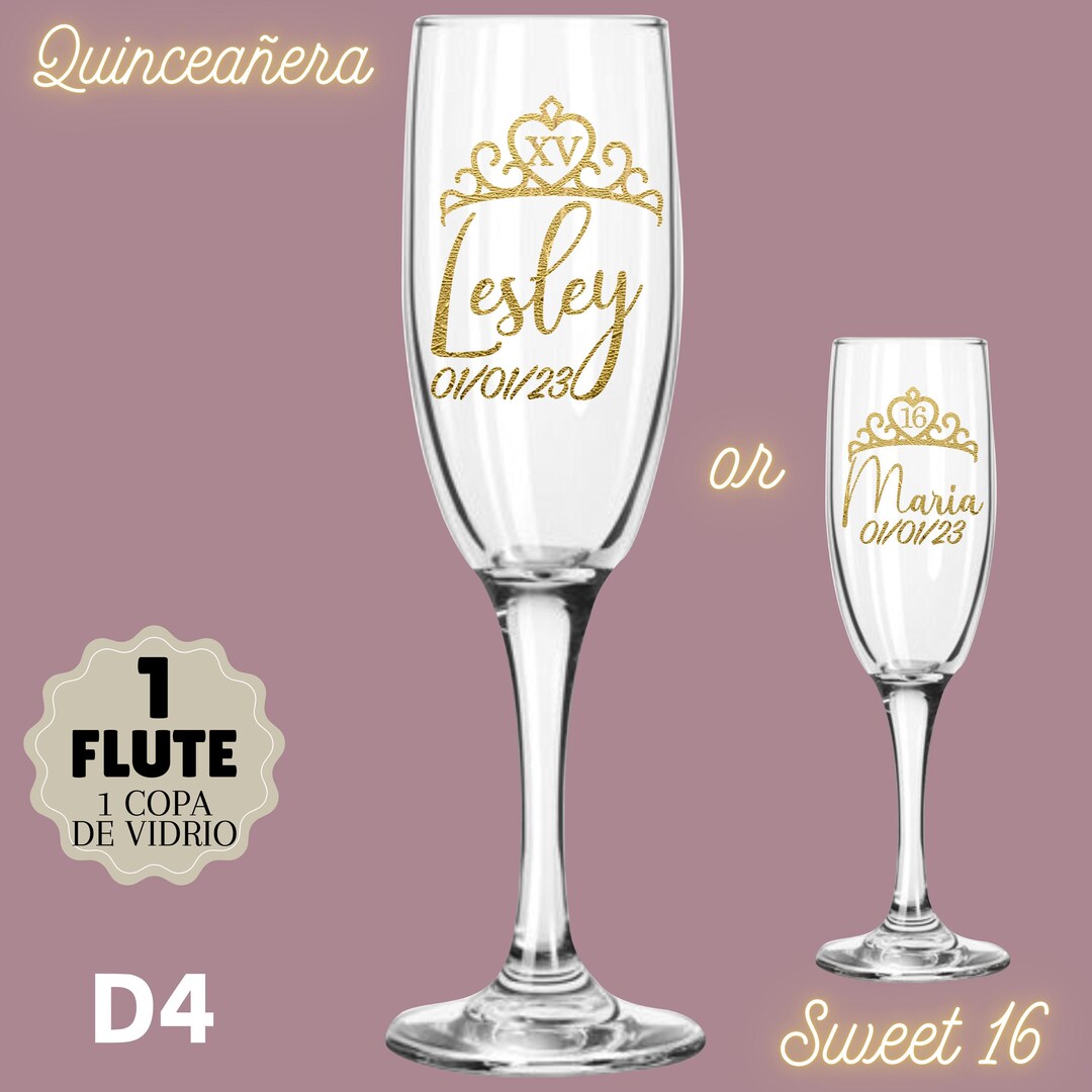 Copa De Vidrio Personalizada Para Quinceañera O Sweet 16 Personalized ...
