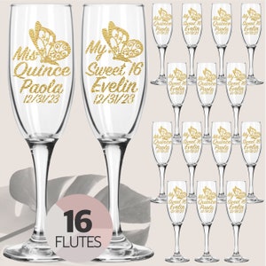 Quinceñera Copas Mis Quince Champagne Wine XV Glasses Sweet 16 Toast ...