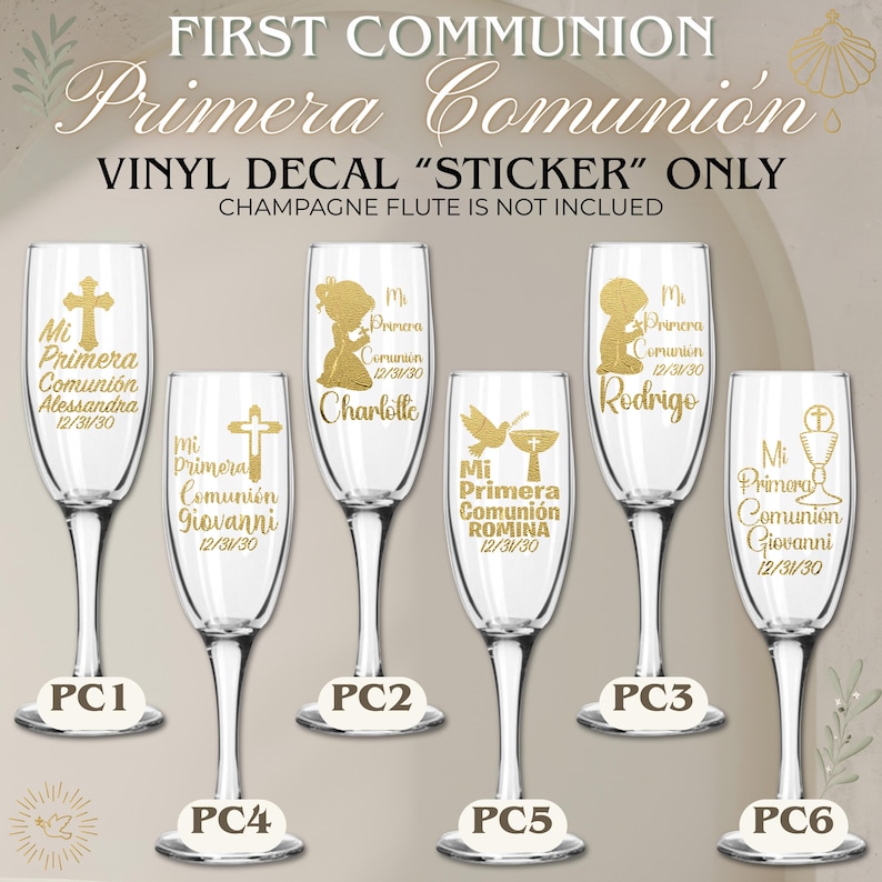 Primera Comunion Calcamonia Personalizada De Vinilo Recuerdos First ...