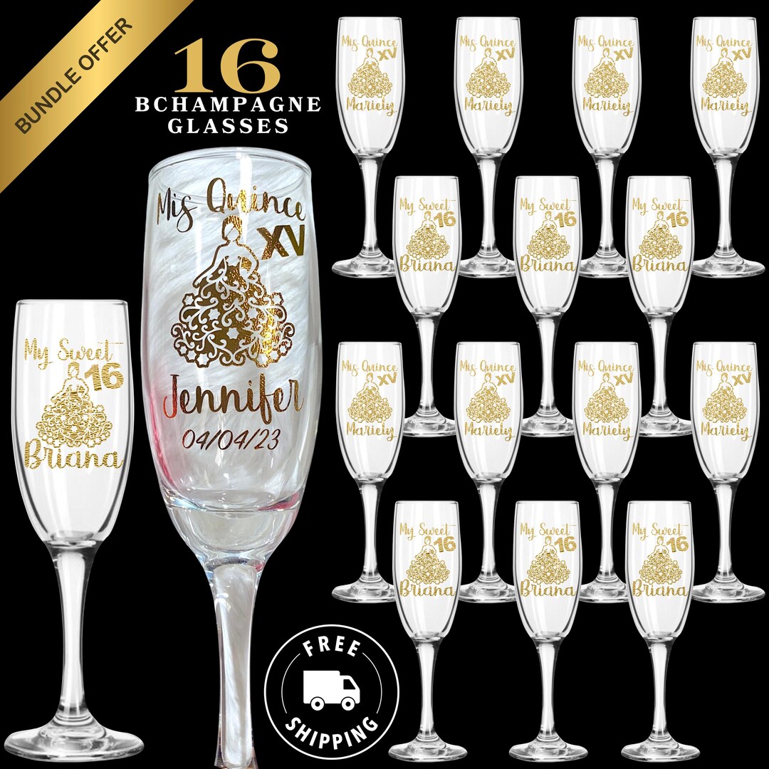 Quinceanera Brindis Mis 15 Años Copas Personalizadas Sweet 16 ...