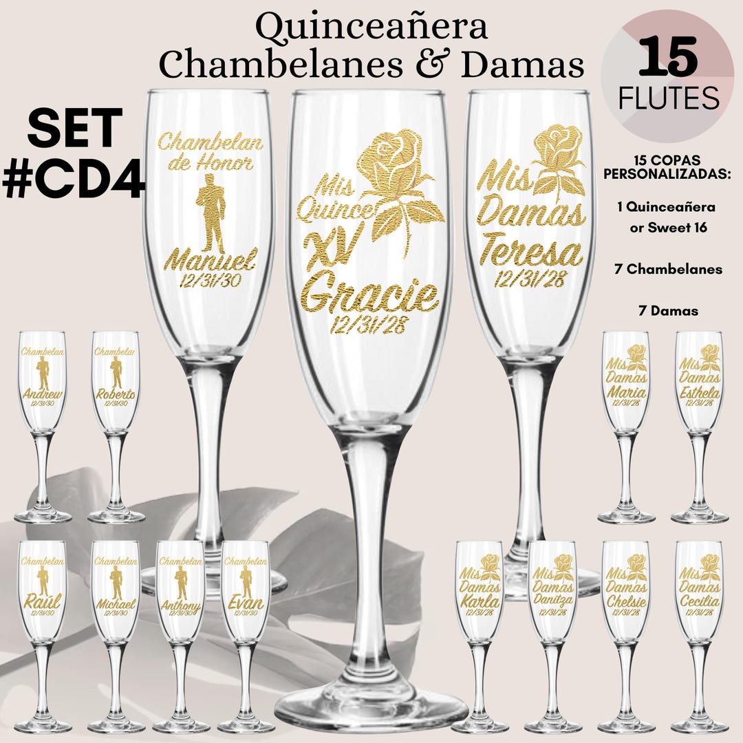 Personalized Sweet 16 Quinceañera Champagne Flutes: Custom Toasting ...
