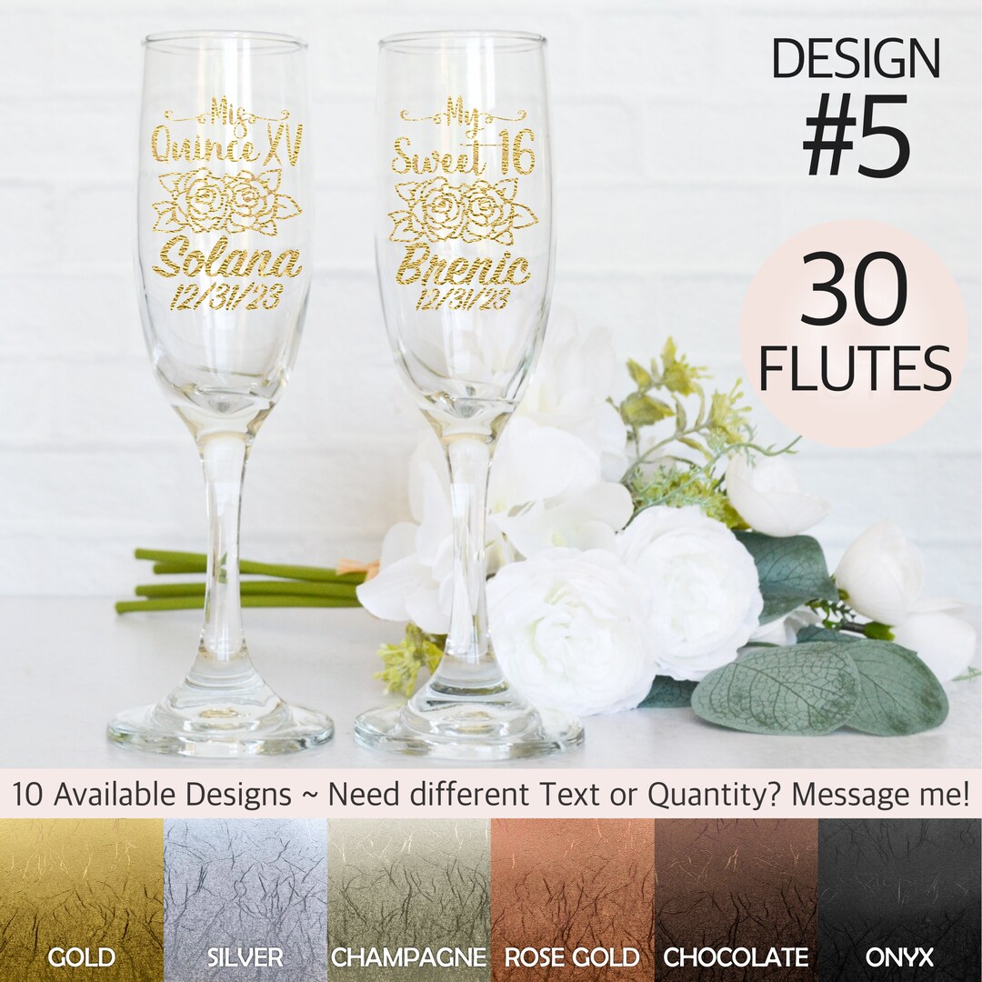 Copas Quinceañera O Sweet 16 Para Brindis Personalized Champagne Glass ...