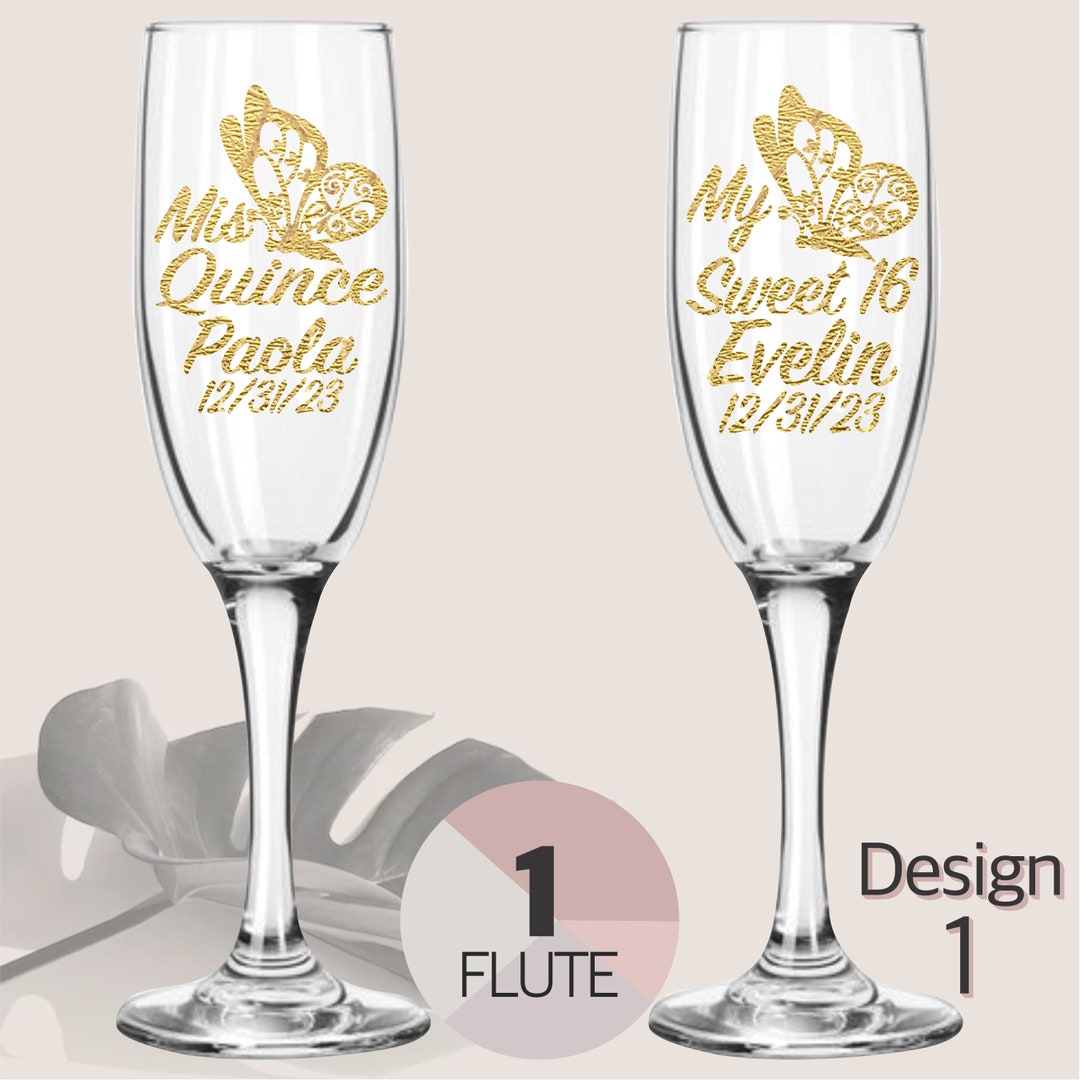 Copas Quinceanera Personalizadas ~ Personalized Sweet 16 Champagne ...