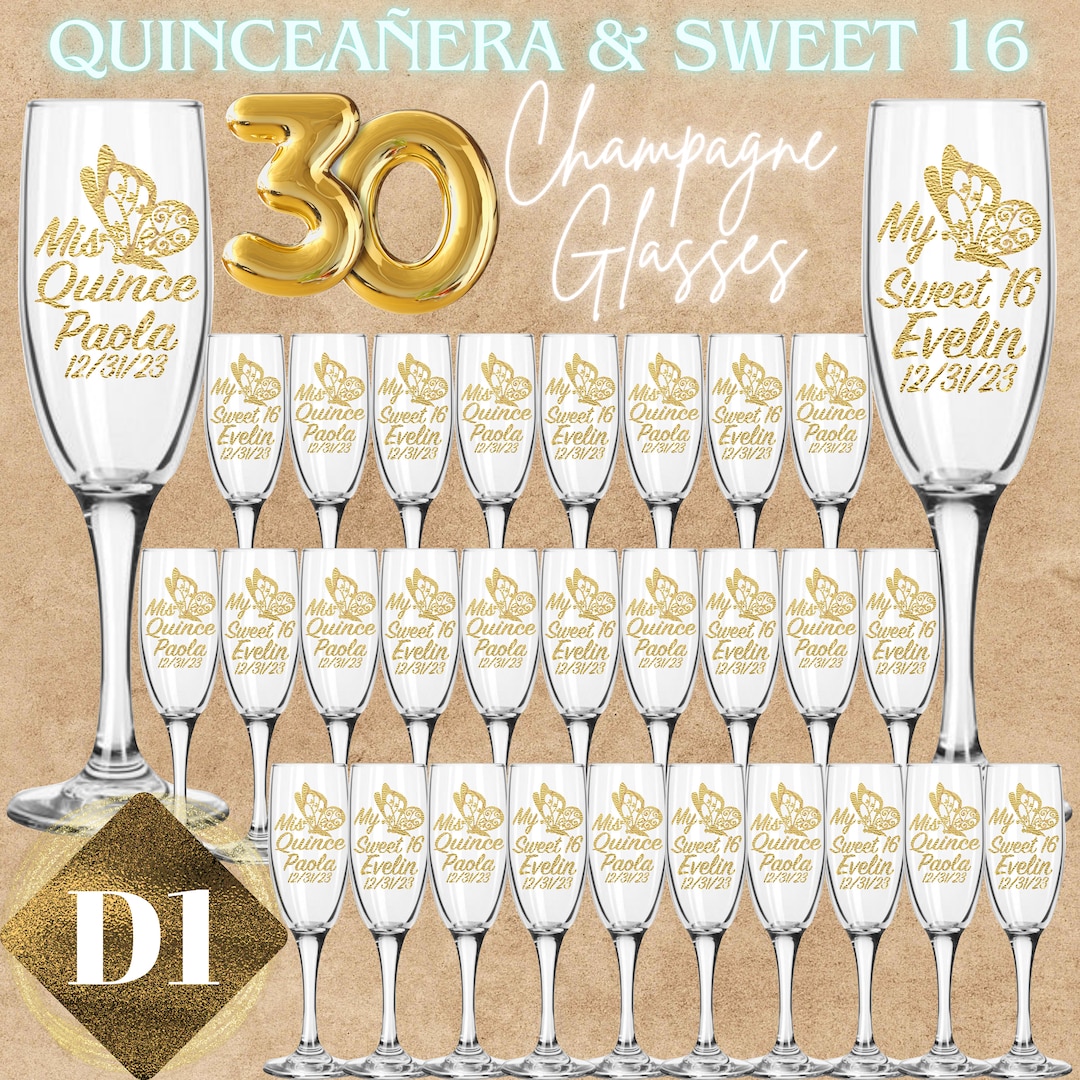 Mis Quince XV Copas Para Quinceanera Brindis Toasting Flutes Sweet 16 ...