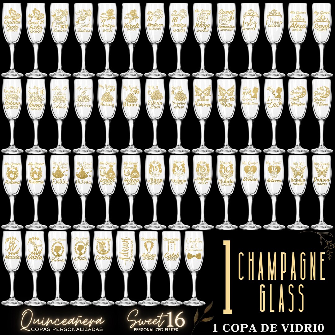 Copa De Vidrio Personalizada Para Quinceañera O Sweet 16! Personalized ...