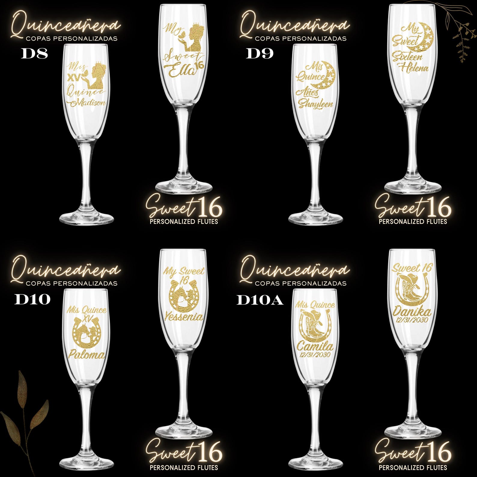Personalized Quinceañera Champagne Flutes, Sweet 16 Toasting Glasses ...
