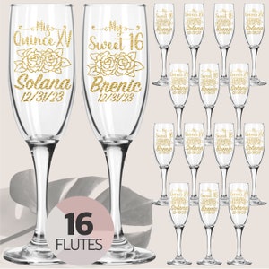 Quinceñera Copas Mis Quince Champagne Wine XV Glasses Sweet 16 Toast ...