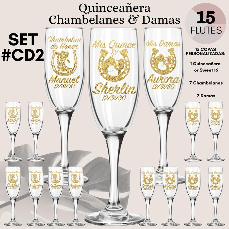 Quinceanera Copas Personalizadas Sweet 16 Toasting Flutes, Personalized ...