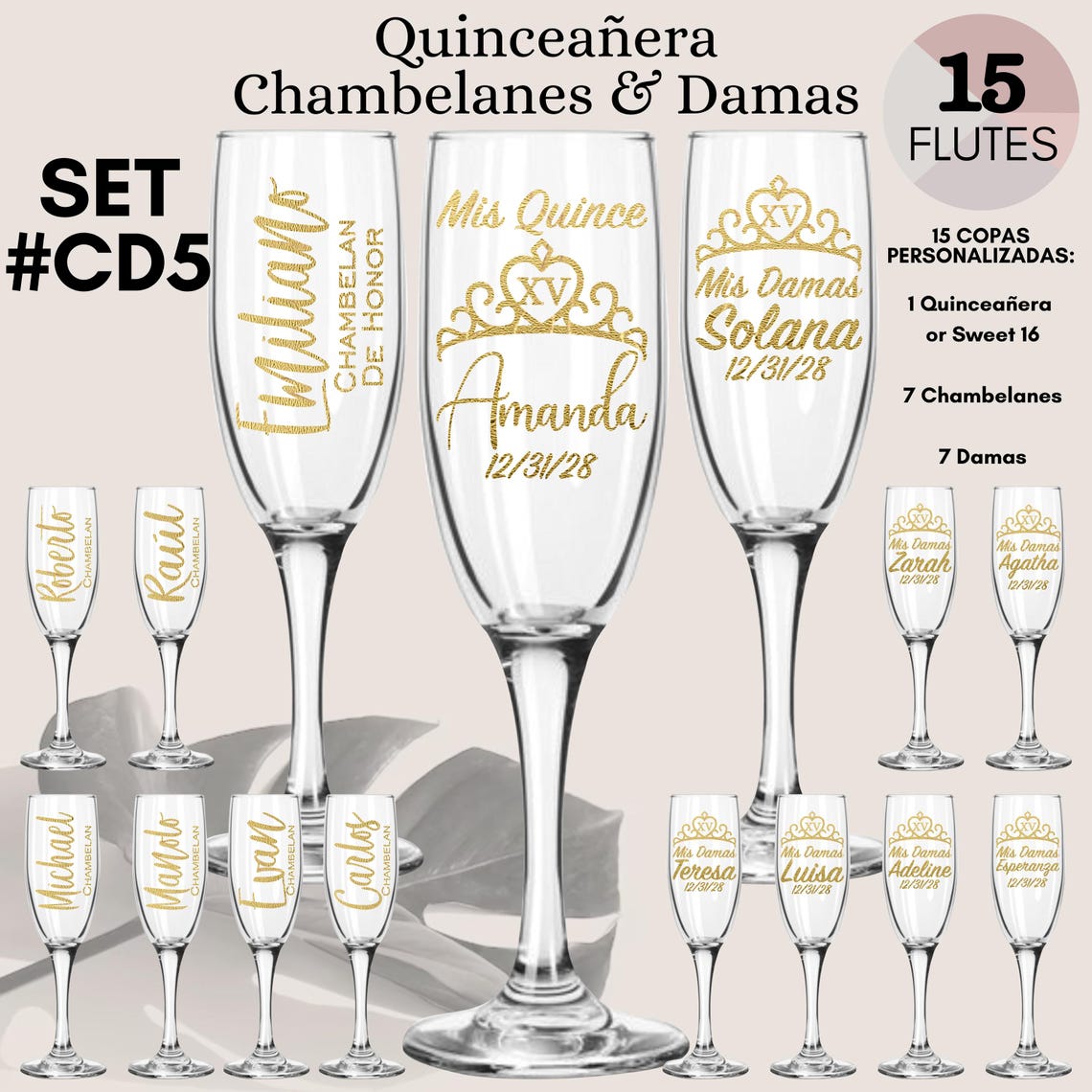 Quinceanera Copas Para Brindis Copas Personalizadas Fiesta De Quince ...