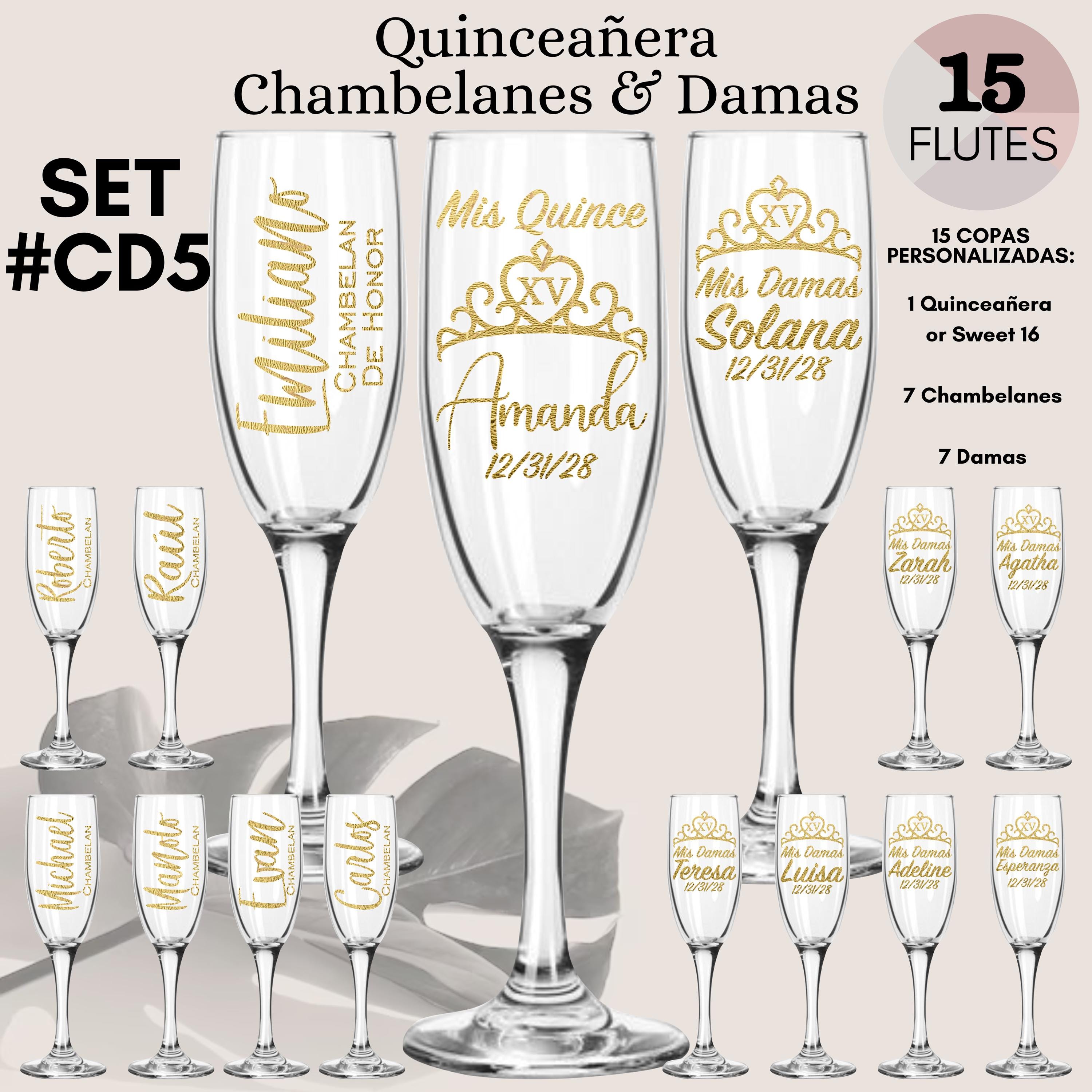 Mis Quince Años Copas Personalizadas para Brindis, Set Incluye 15 Copas ...