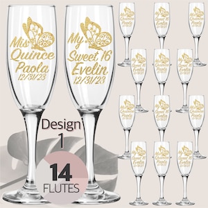 Copas Quinceañera O Sweet 16 Para Brindis Personalized Champagne Glass ...