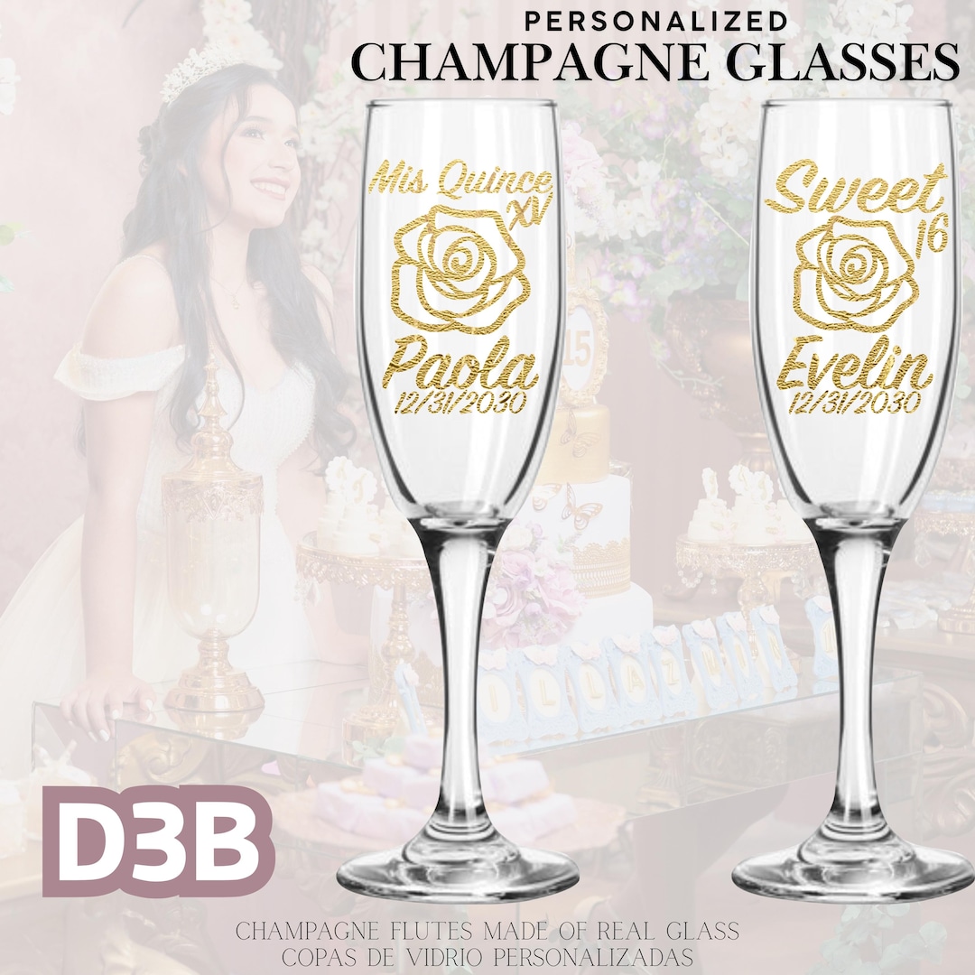 Copas Personalizadas Para Quinceanera Personalized Sweet 16 Ochampagne ...