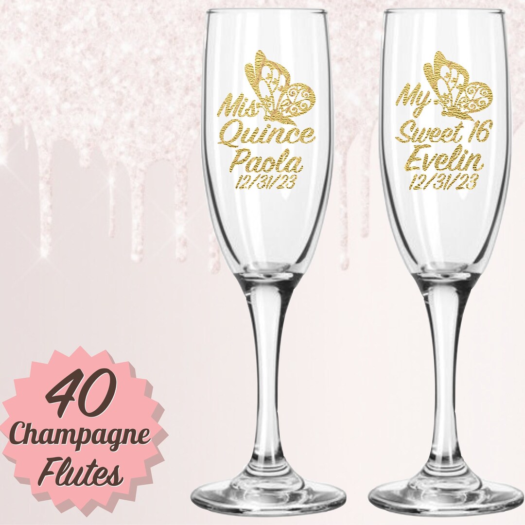 Copas Quinceañera O Sweet 16 Para Brindis Personalized Champagne Glass ...