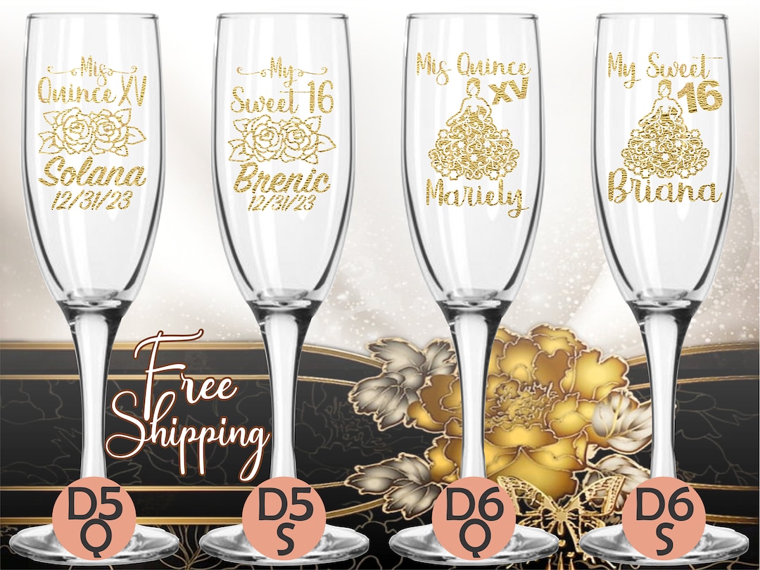 Quinceanera Copas Para Brindis, Copas Personalizadas Fiesta De Quince ...