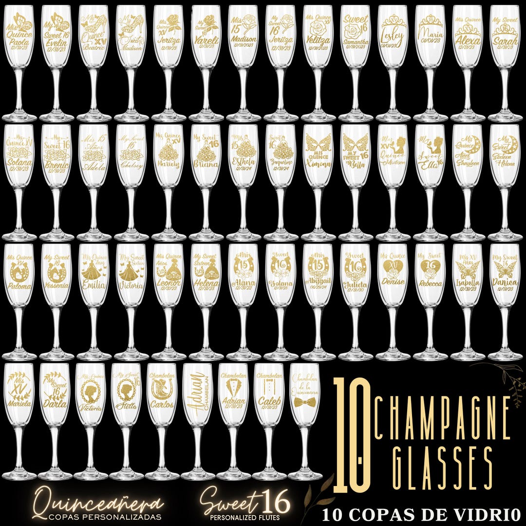 Copas Quinceañera O Sweet 16 Para Brindis! Personalized Champagne Glass ...