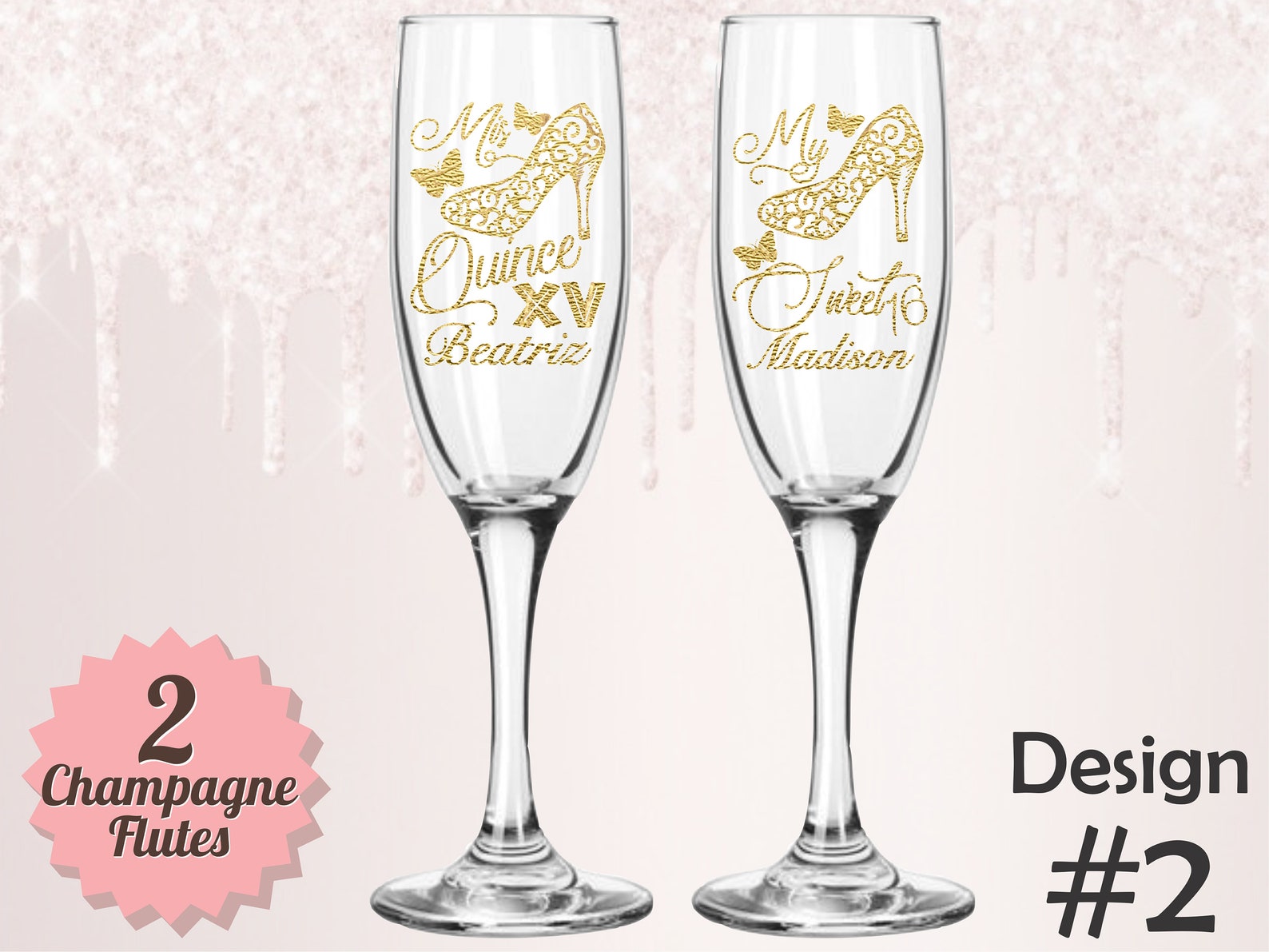 Copas Quinceañera Sweet 16 Para Brindis Personalized - Etsy