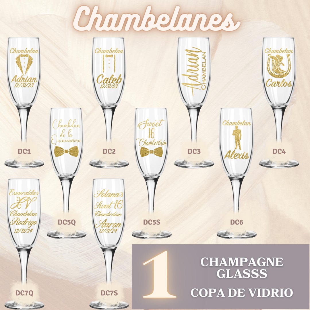 Copa De Vidrio Personalizada Quinceañera, Sweet 16 O Chambelan ...
