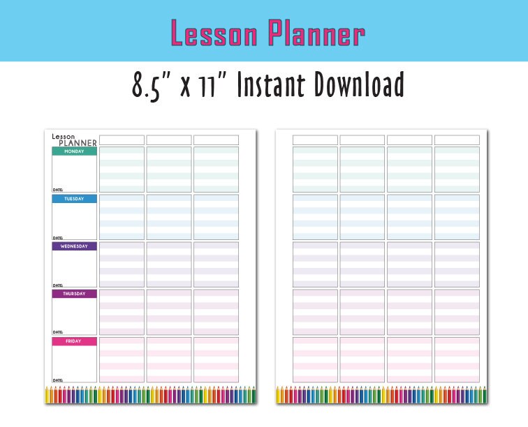 Lesson Planner, Agenda, Lesson Calendar - Instant Download - Etsy