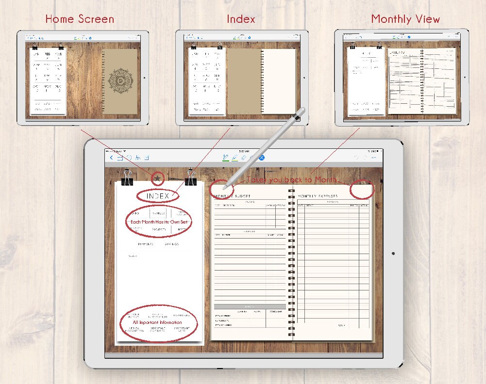 Digital Planner & Home Binder - Goodnotes Calendar Financial Meal ...
