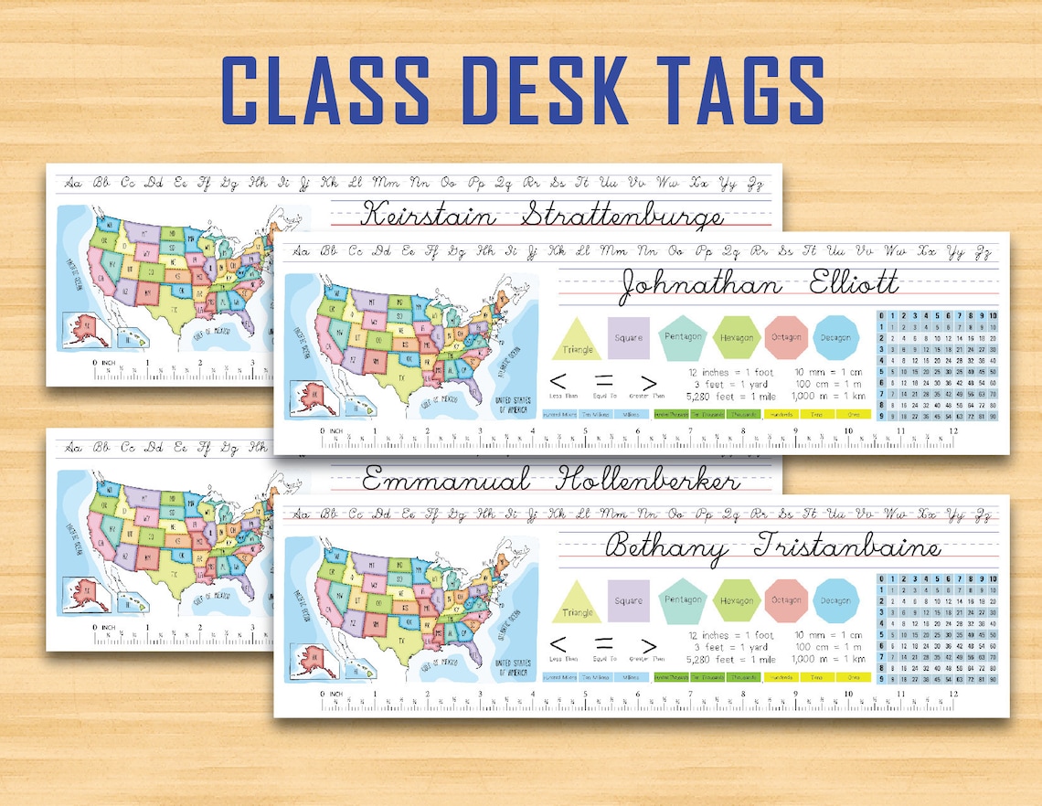 Class Desk Tags, Name Tags, Student Tags, Printable - Instant Download ...