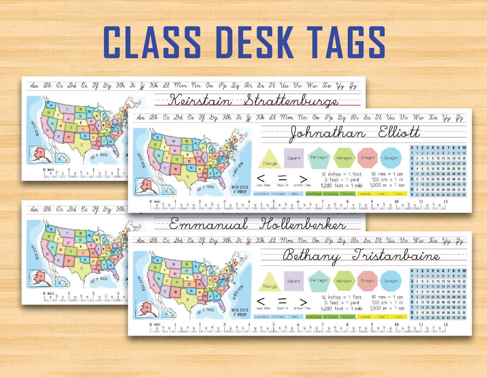 Class Desk Tags, Name Tags, Student Tags, Printable - Instant Download ...
