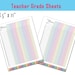 Colorful Teacher Grade Sheet, Printable Grade Log, Teacher Gradebook ...