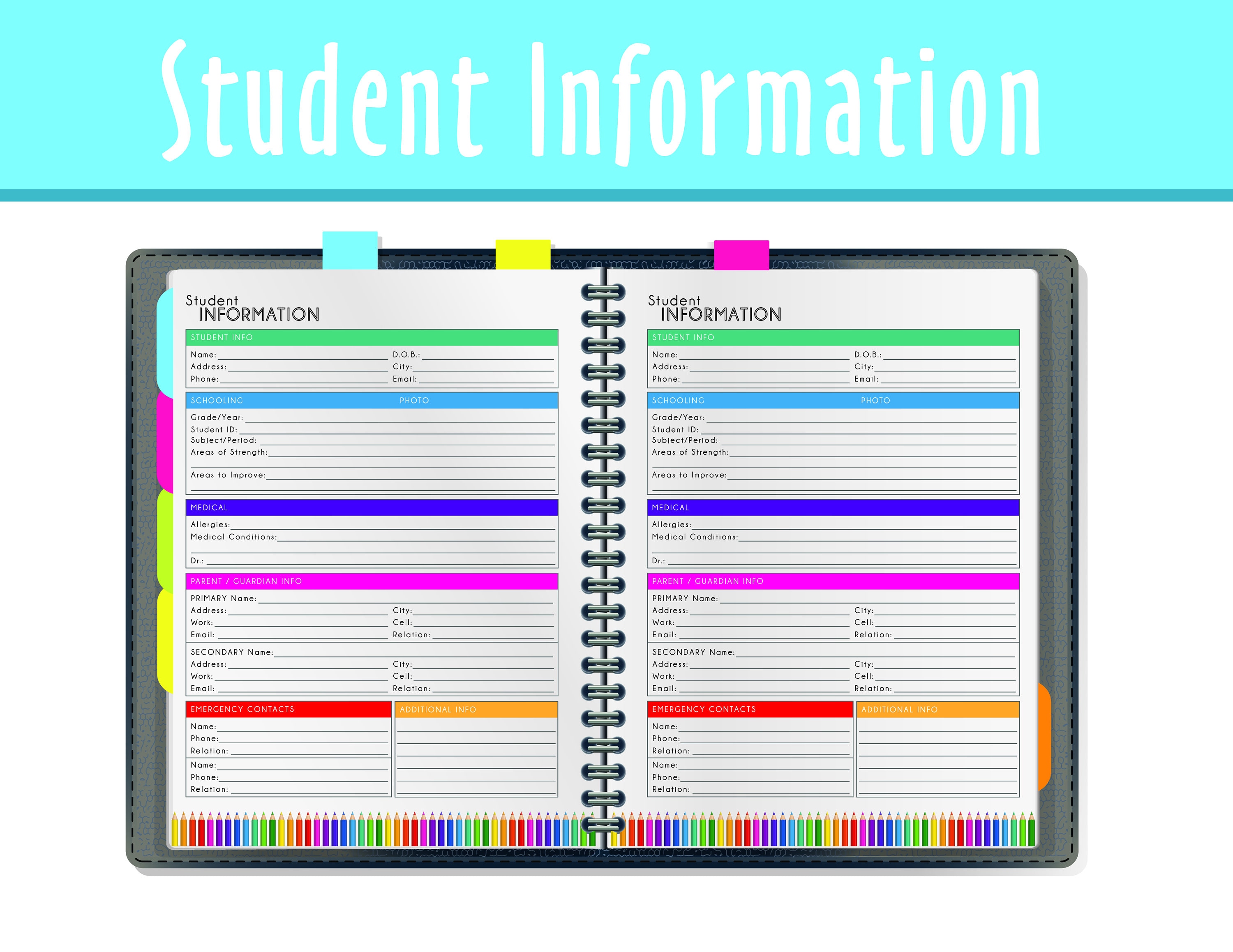 Student Information Sheet, Instant Download - Etsy
