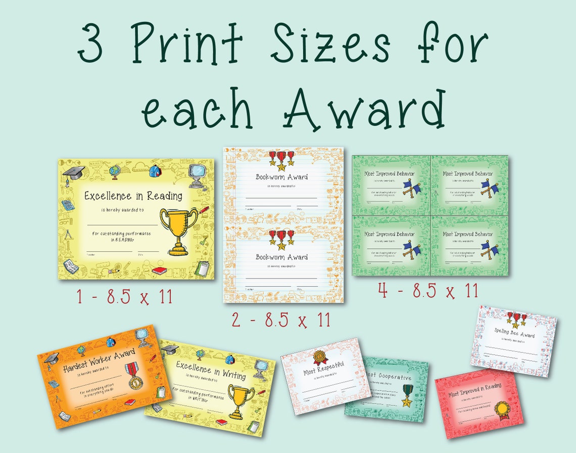 Class Awards, Student Awards, Printable Awards - Instant Download - Etsy