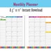 Monthly Planner, Agenda, Blank Calendar, Calendar - Instant Download - Etsy