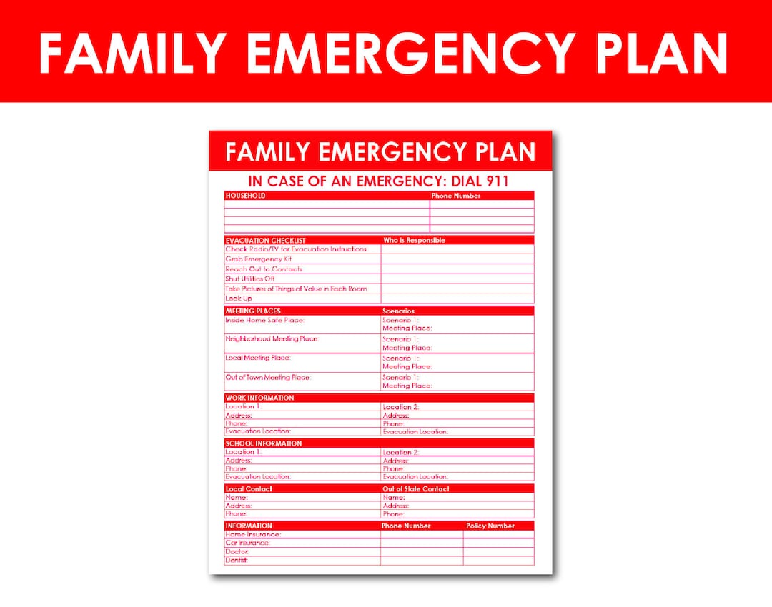 Family Emergency Plan, Emergency Information, Babysitter Information ...
