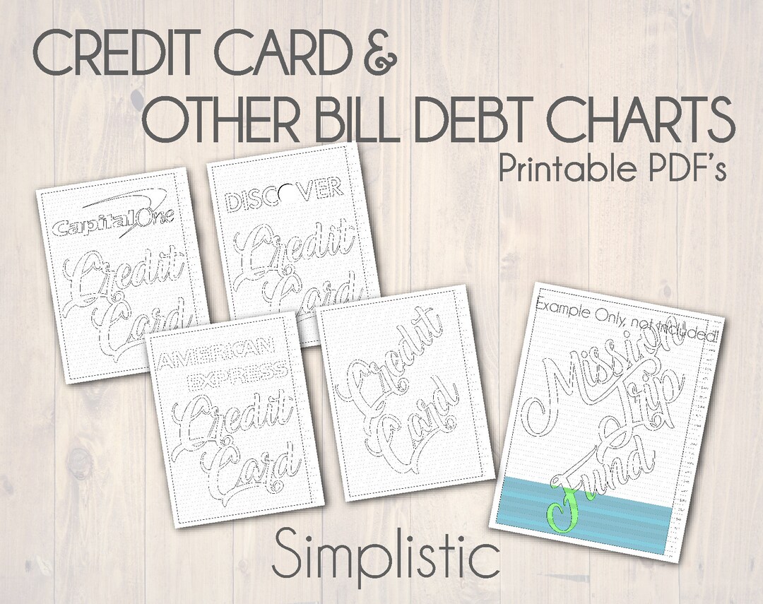 Credit Card & Other Bill Debt Pack - Charts for Credit Cards, Bills and ...