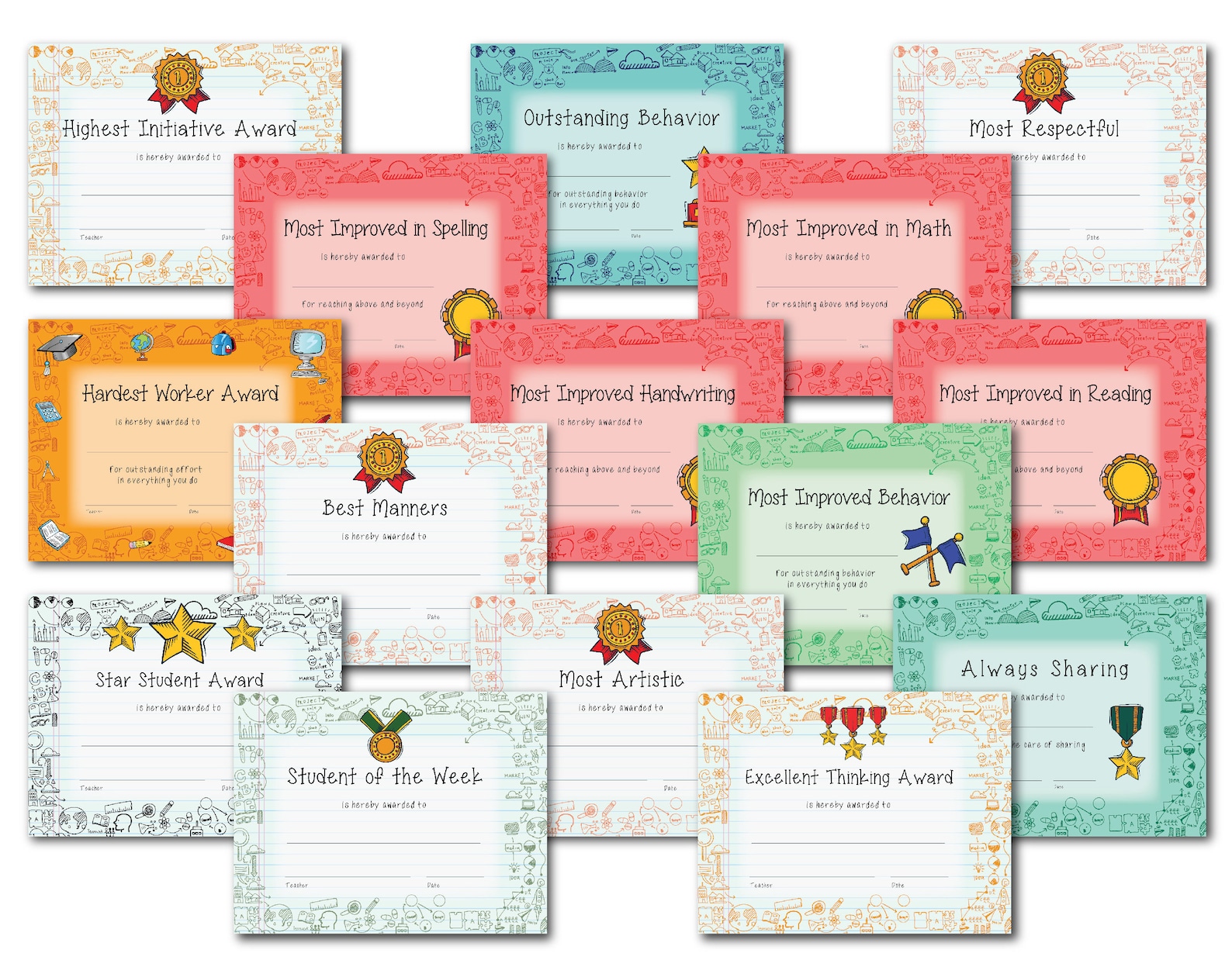 Class Awards, Student Awards, Printable Awards - Instant Download - Etsy