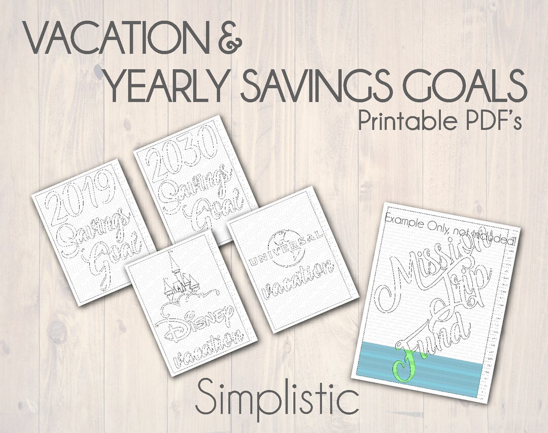 Vacation & Yearly Goals Pack Charts for Goals Instant Download - Etsy