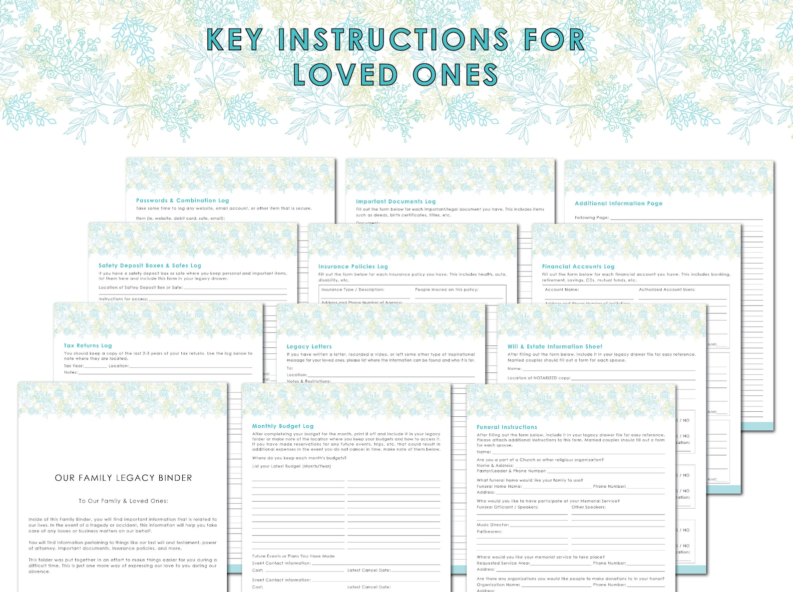 Legacy Binder, Financial Binder, Personal Binder - Instant Download - Etsy