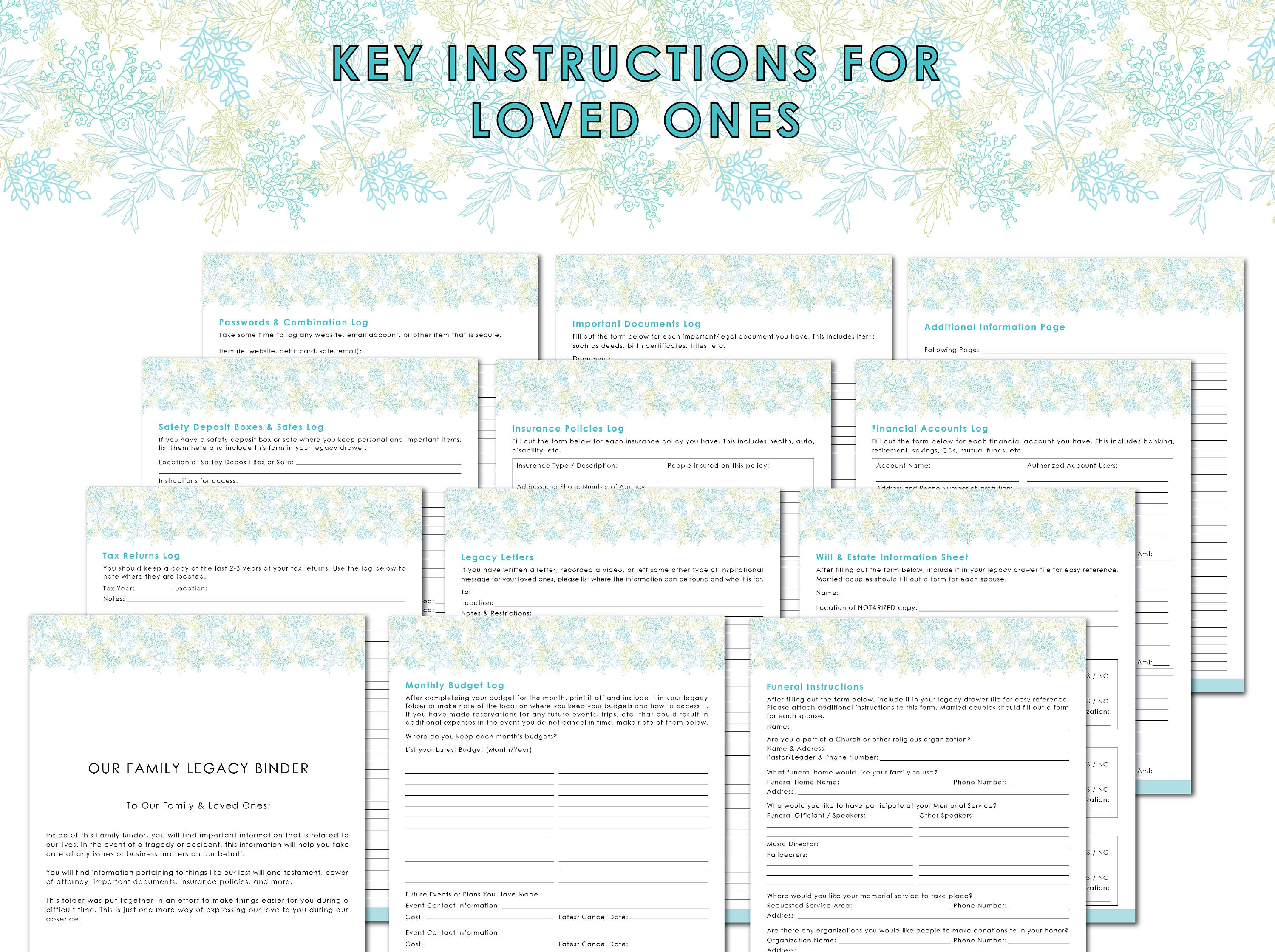 Legacy Binder, Financial Binder, Personal Binder - Instant Download ...