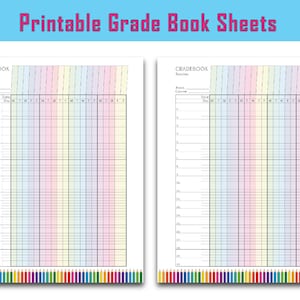 Colorful Teacher Grade Sheet, Printable Grade Log, Teacher Gradebook ...