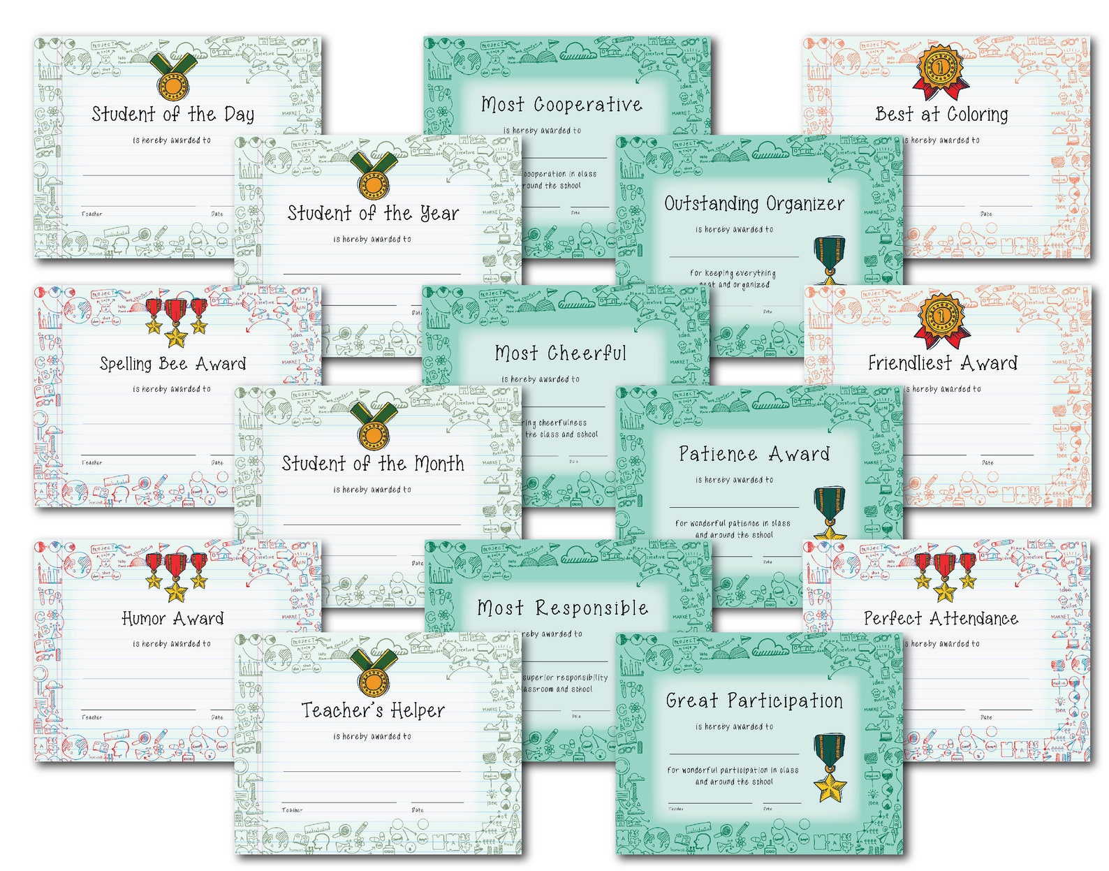 Class Awards, Student Awards, Printable Awards - Instant Download - Etsy